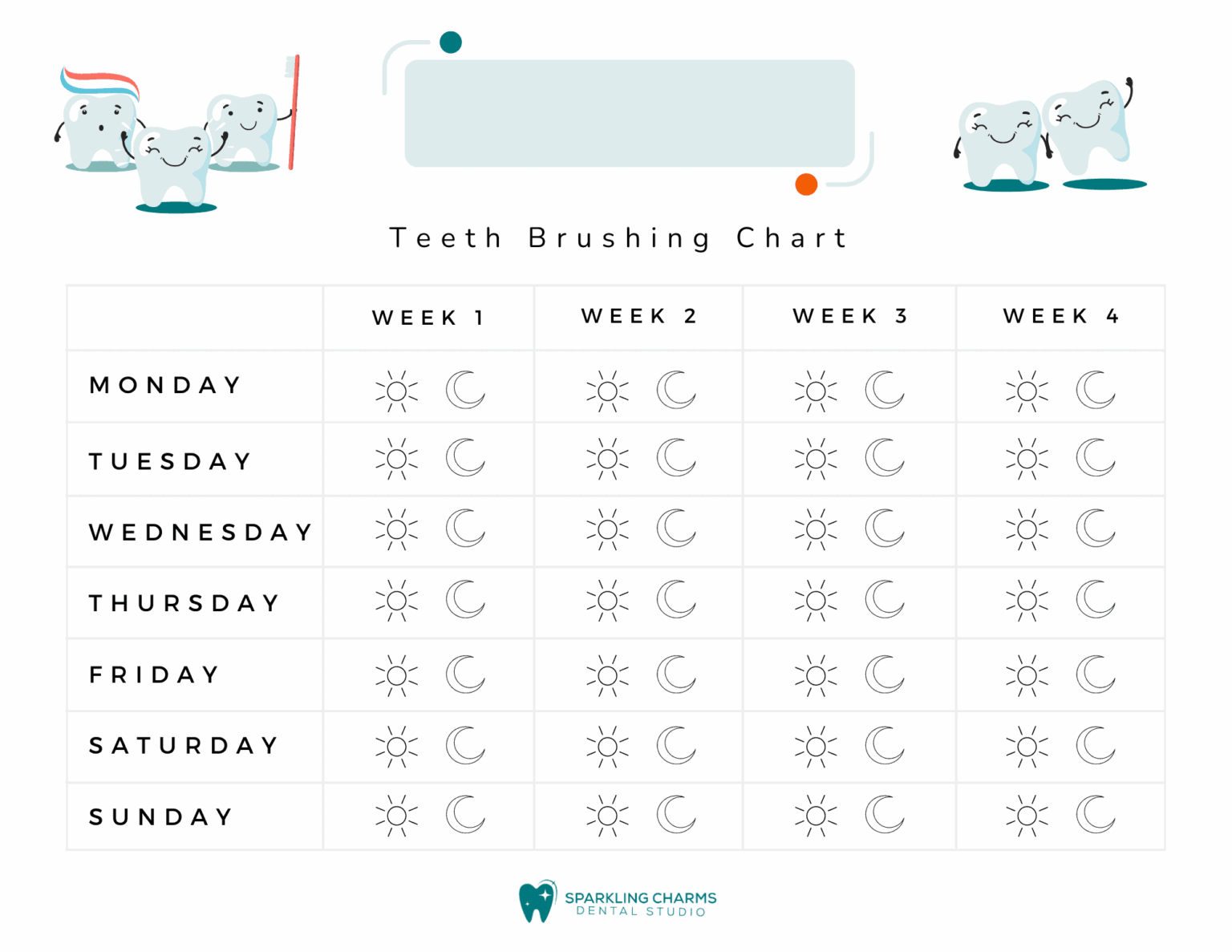 Template Free Printable Tooth Brushing Chart - Printable Chart Templates