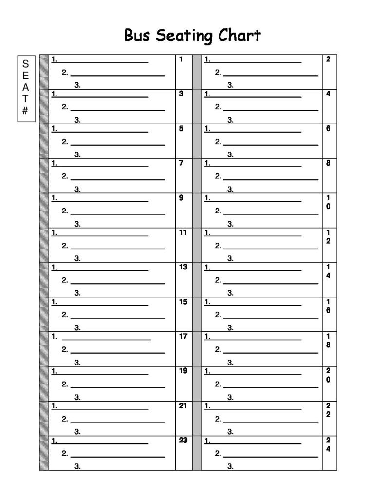 Free Printable Bus Seating Chart Template - Printable Chart Templates