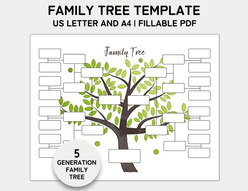 5 Generation Family Tree Chart Template - Printable Chart Templates