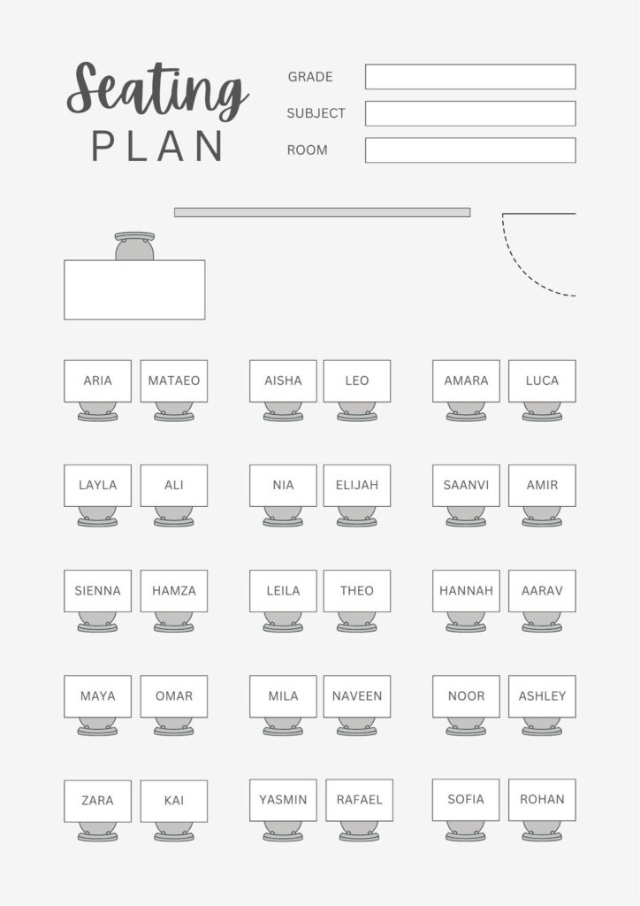 Seating Chart Word Template - Printable Chart Templates