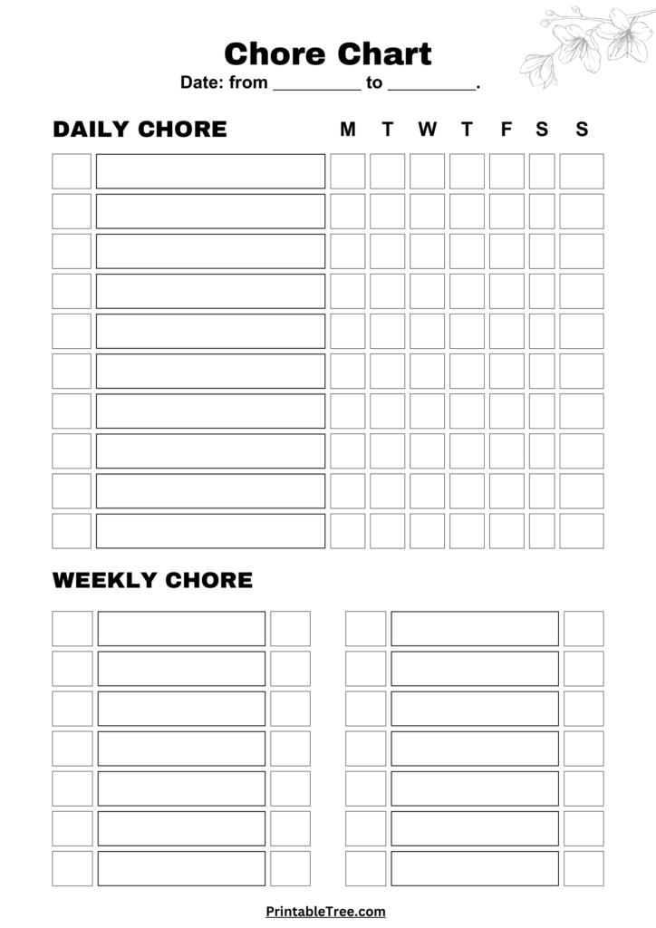 Free Printable Weekly Chore Chart Template - Printable Chart Templates