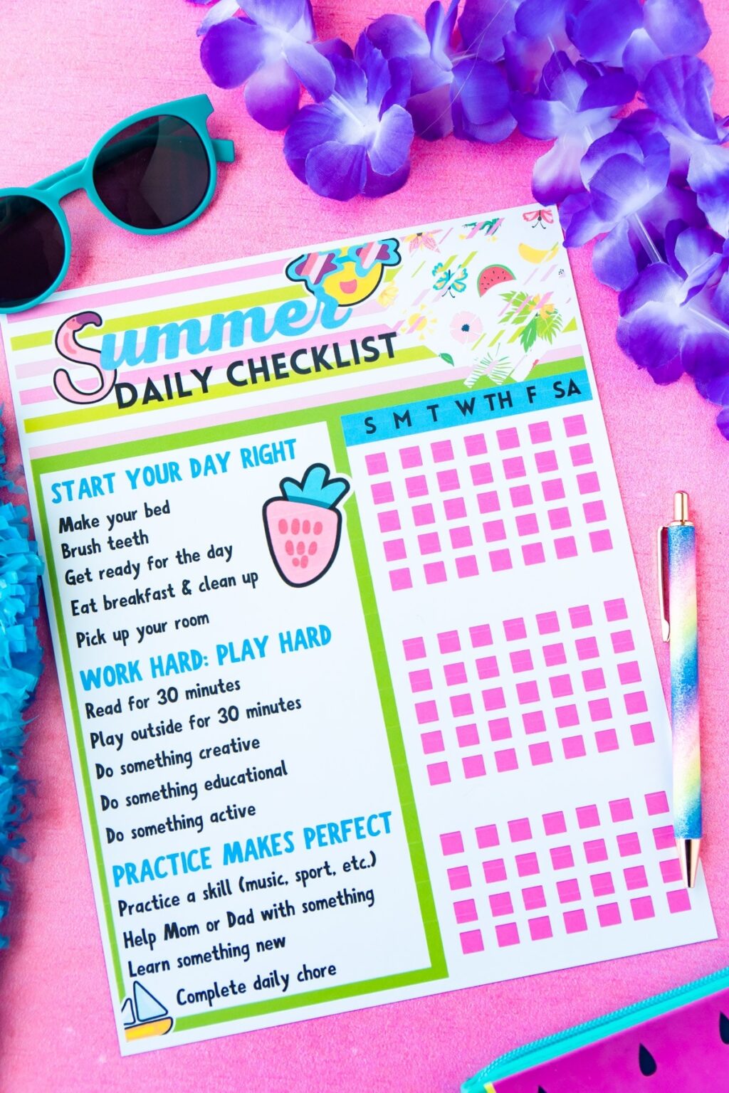Free Printable Editable Summer Chore Chart - Printable Chart Templates