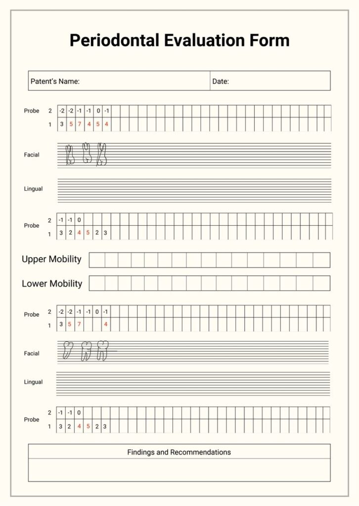 Downloadable Free Printable Blank Perio Chart - Printable Chart Templates