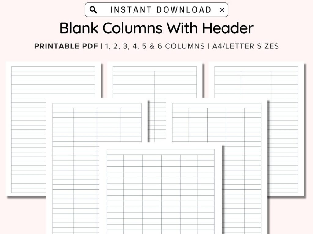 Printable Blank 6 Column Chart Template - Printable Chart Templates