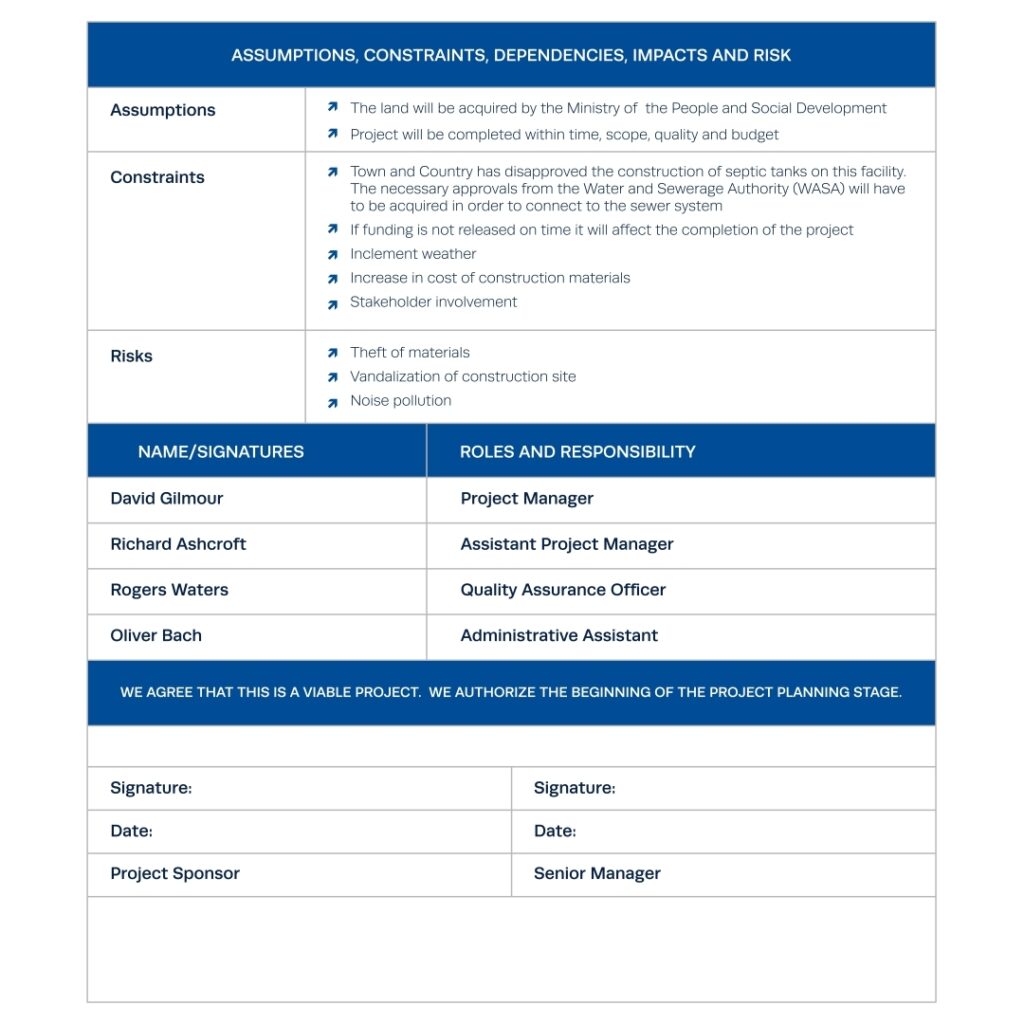 Project Charter Template - Printable Chart Templates